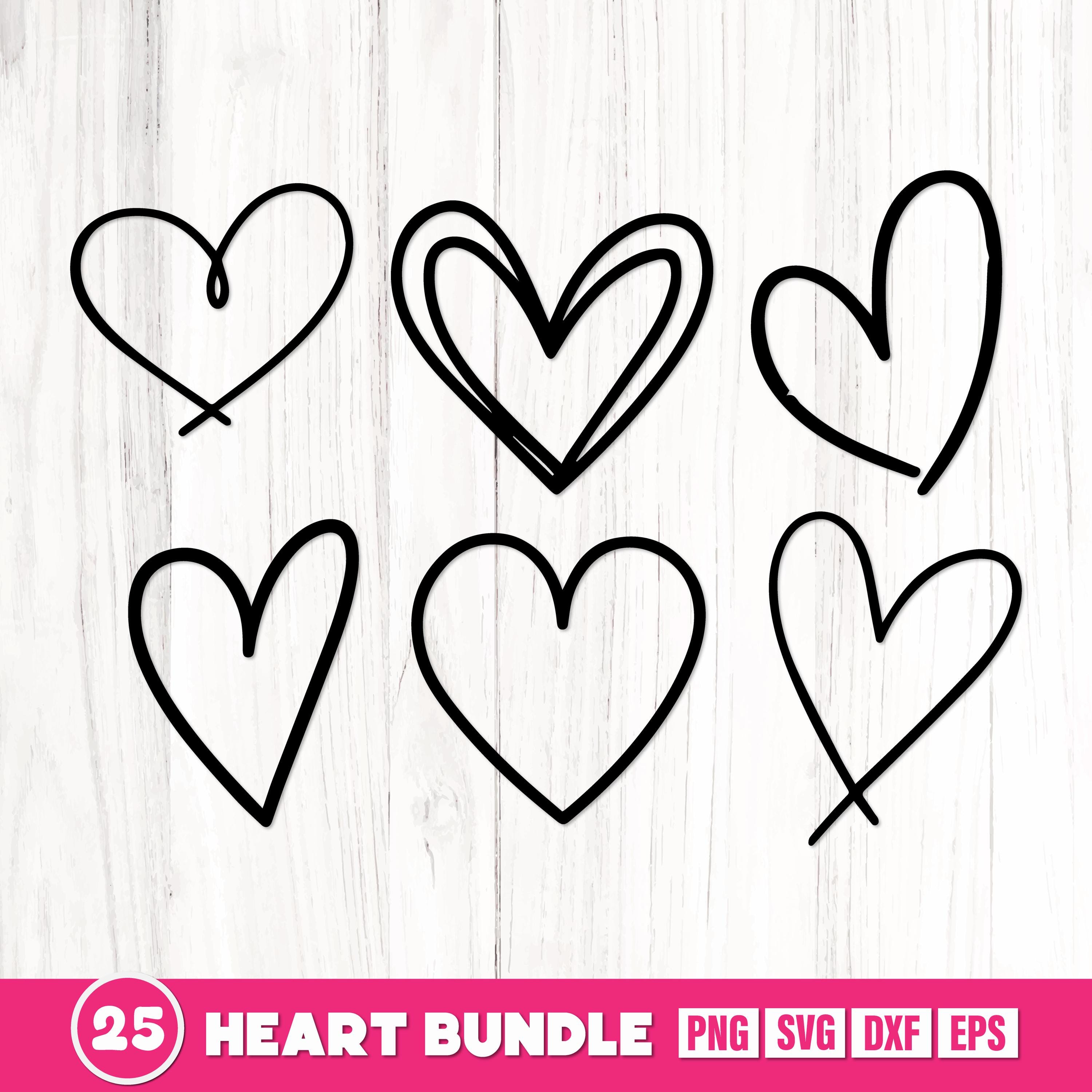 Hand Drawn Heart Svg, Heart Shape Svg, Heart Bundle Svg, Heart Outline ...