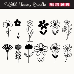 Wildflower Bundle, Wild Flower Svg, Wildflower Cut File, Wildflower ...