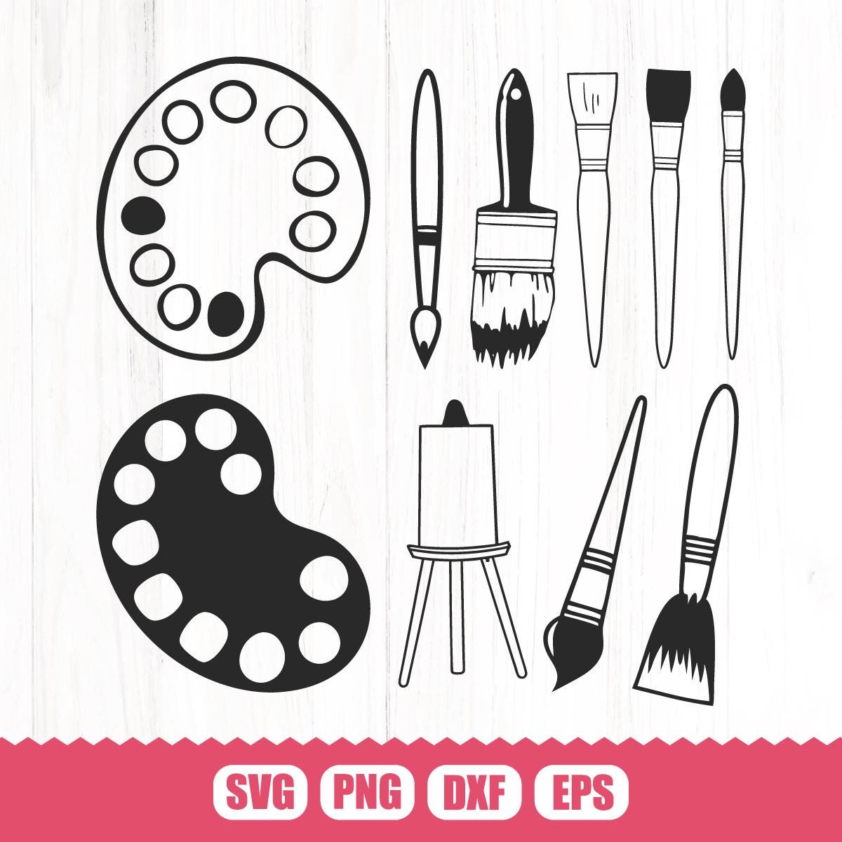 Paint Brush SVG, Painting Clipart Bundle, Art Supplies SVG, Paint ...