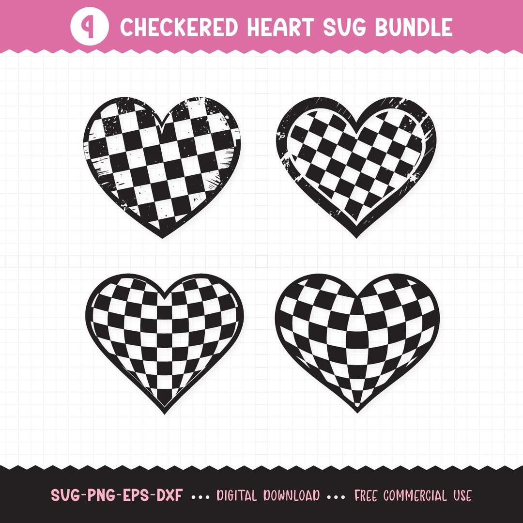 Checkered Heart SVG, Checkered Heart PNG, Checkered Heart, Cut Files ...