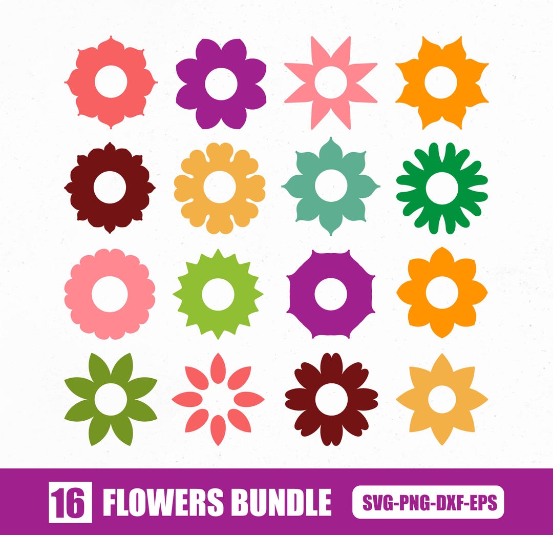 Flower Svg Bundle, Flower Png Bundle, Flower Clipart, Flower Bundle Svg ...