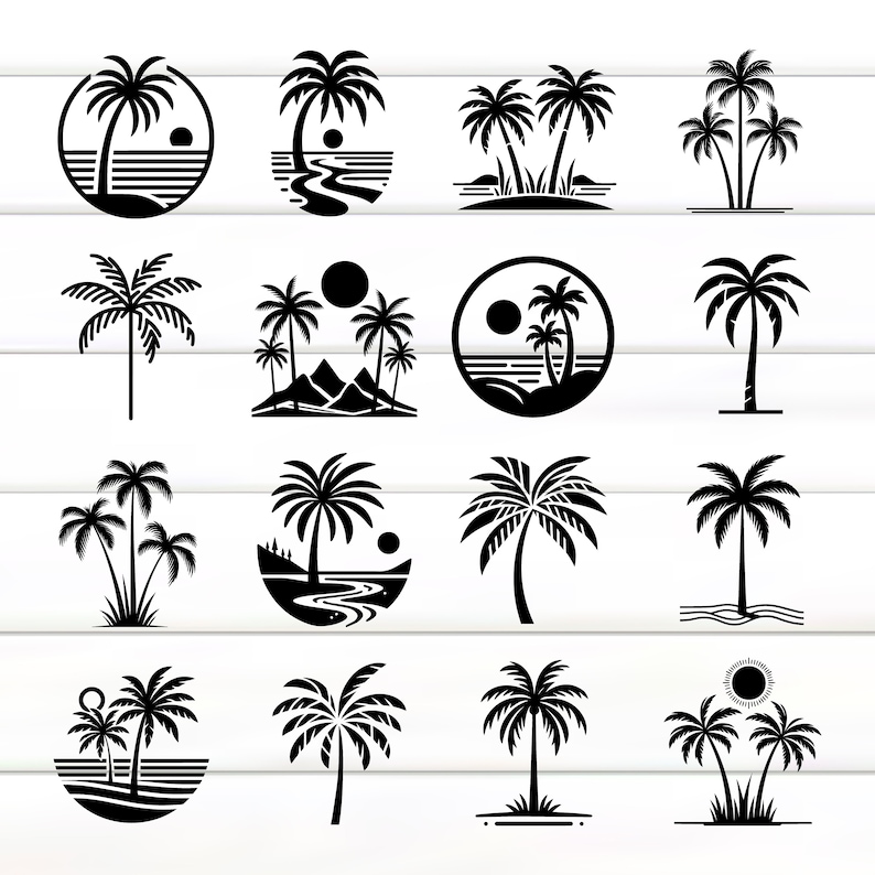 Palm Tree SVG Bundle, Tropical Clipart (65+ Files) - Etsy