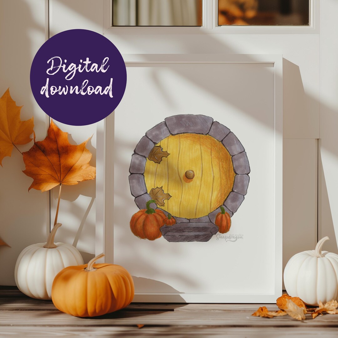Fall Hobbit Door Printable Wall Art | LOTR Autumn Illustration ...