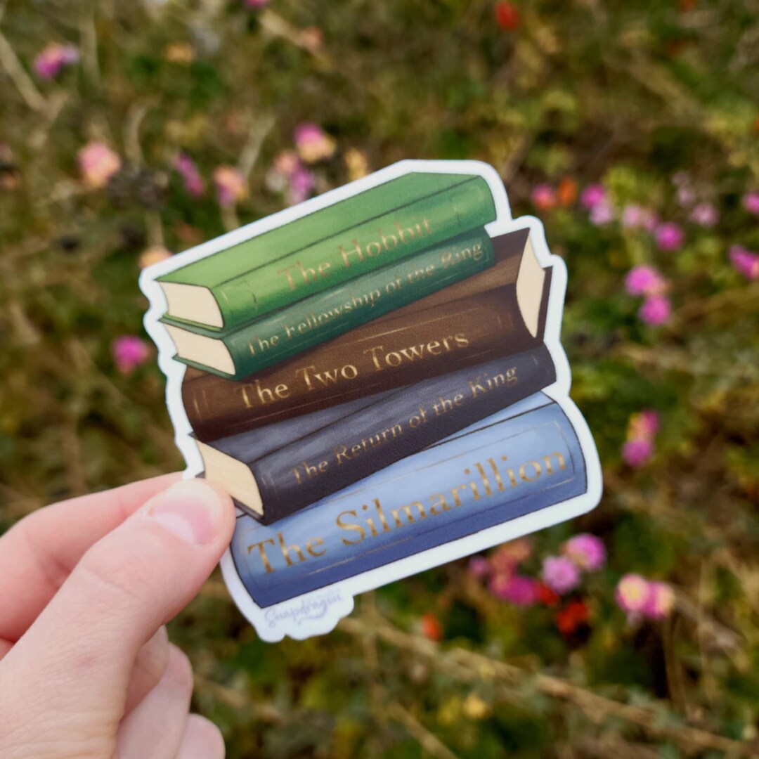 Stack of Classic Books Sticker | Bookish Tolkien LOTR Illustration ...