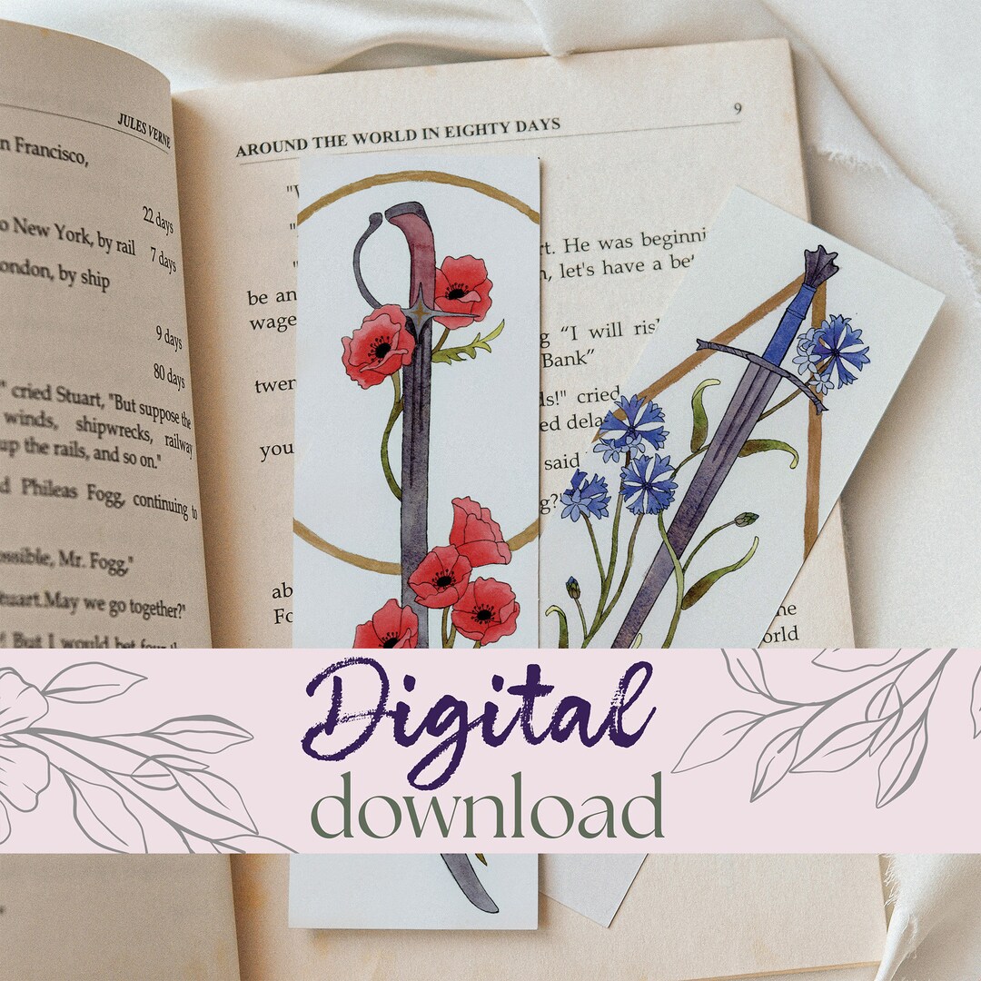 Printable Sword Bookmarks Set of 3 Watercolor Instant Download Fantasy ...