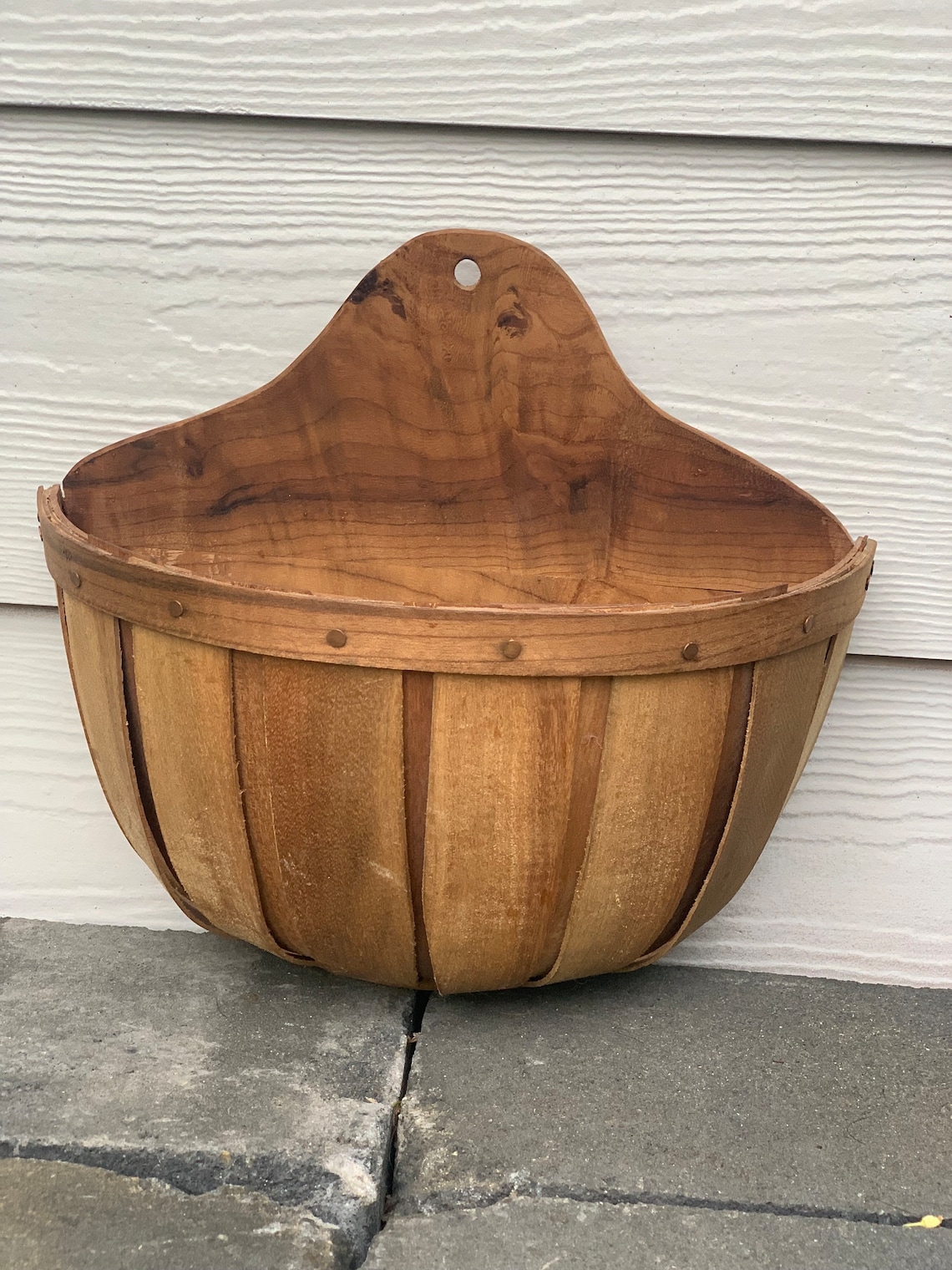 Vintage Wood Wall Basket - Etsy