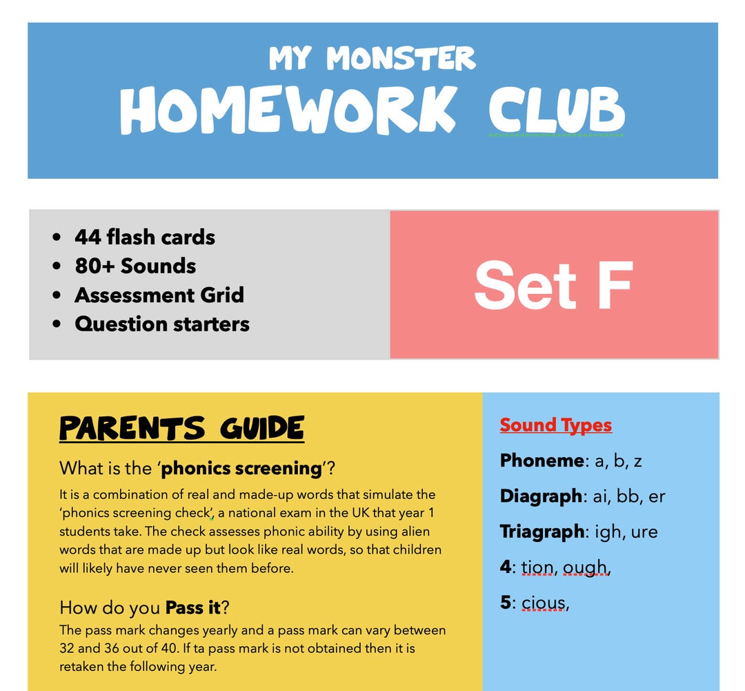 Phonics Screening Flashcard Set for Reading Homework Made Easy for ...