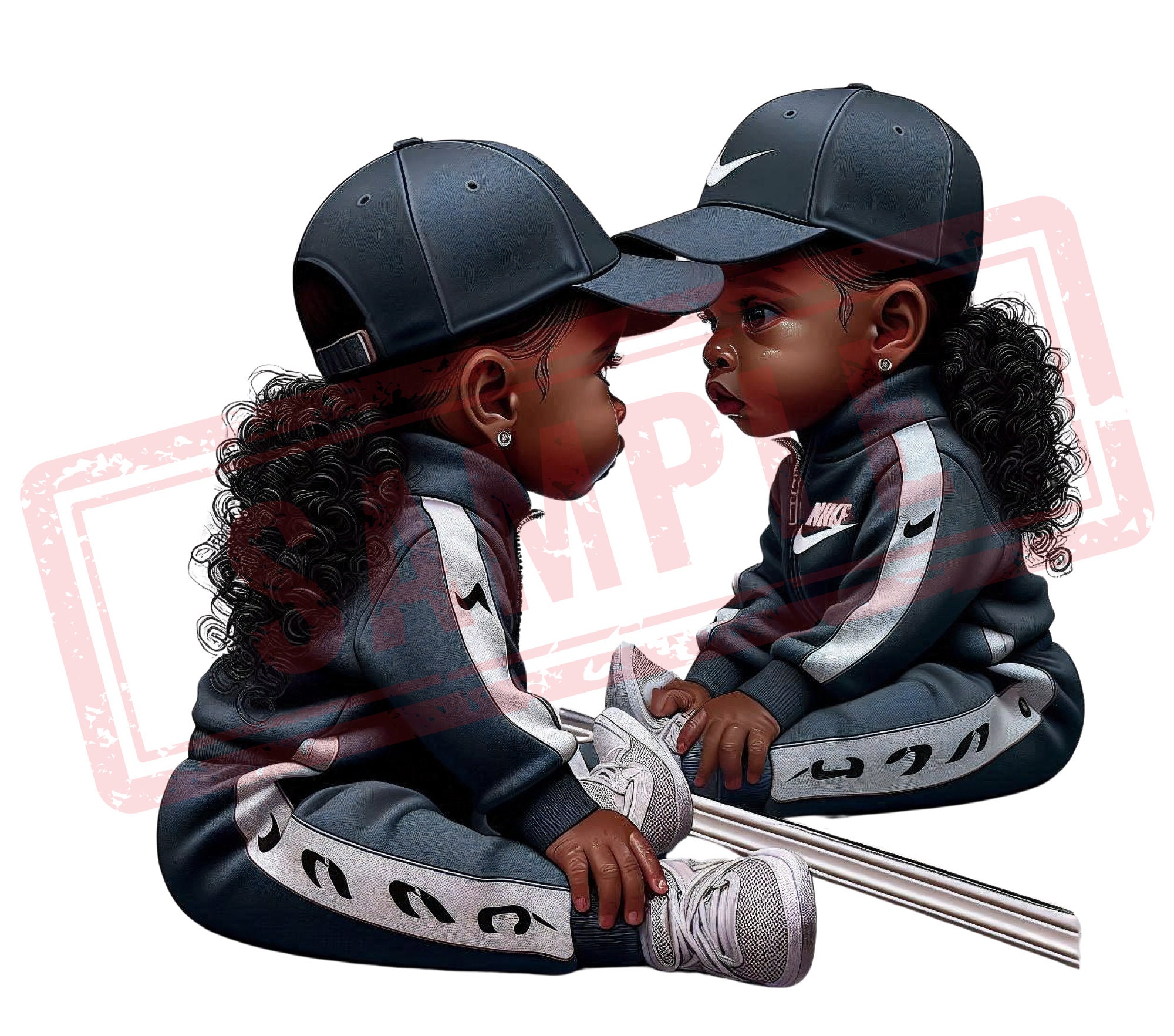 3 Adorable African American Baby Clipart White Background PNG Digital ...