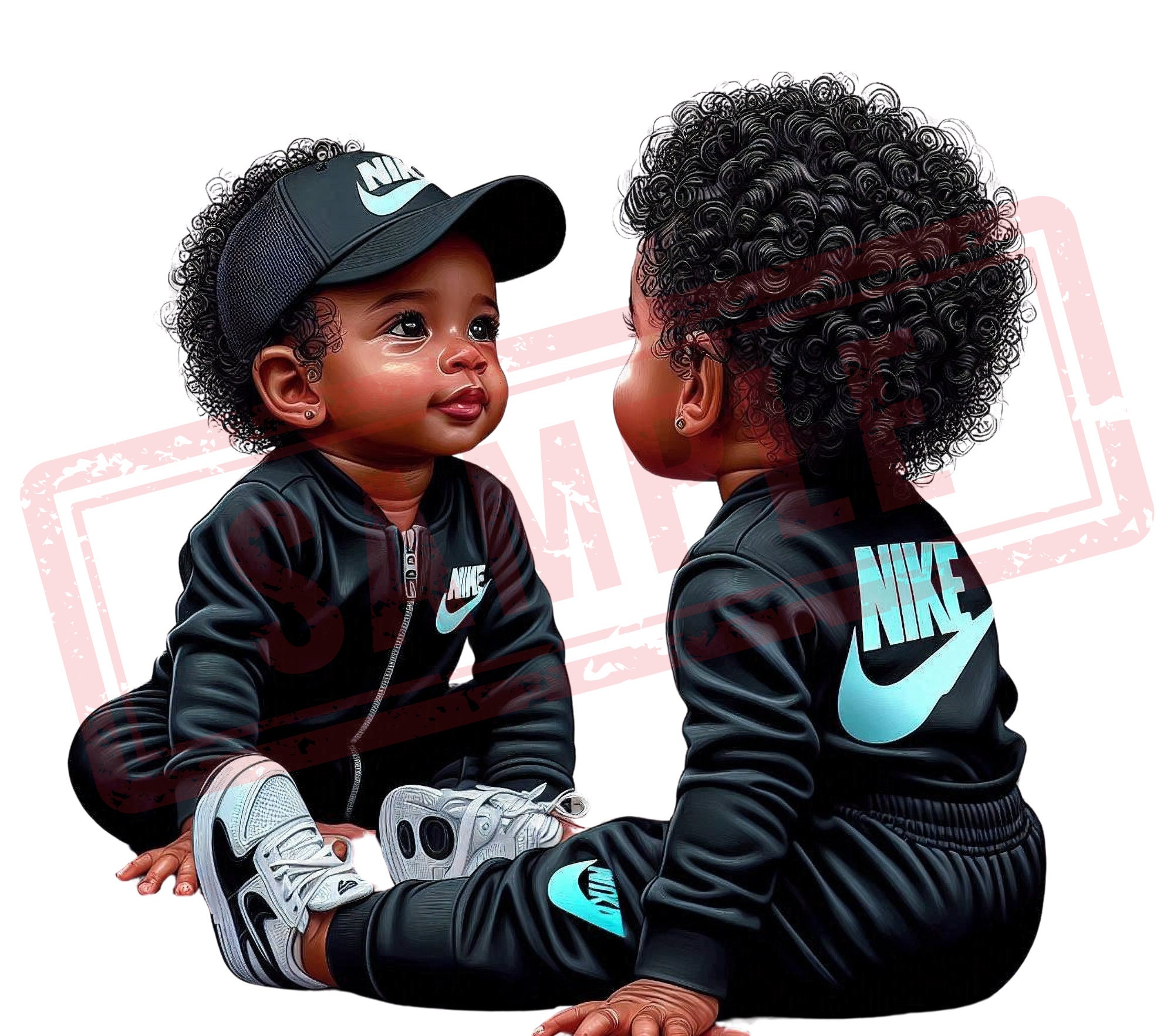 3 Adorable African American Baby Clipart White Background PNG Digital ...