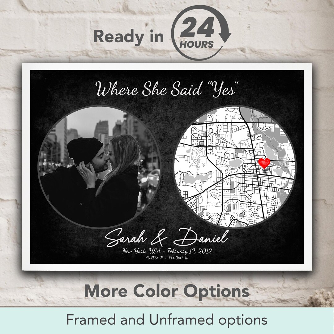 Where She Said Yes, Wedding Anniversary Gift, Engagement Gift for ...
