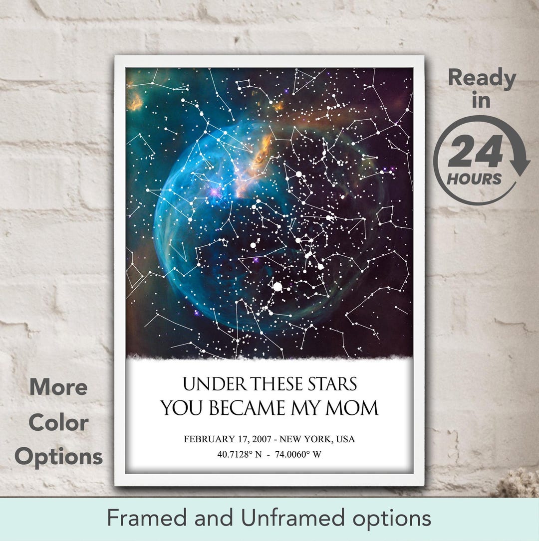 Star Map Birthday Under These Stars You Became My Mom Personalized Wall ...