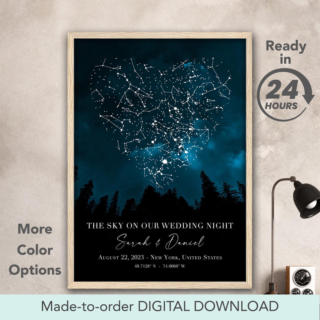 Custom Star Map, the Sky on Our Wedding Night, Engaged Map, Gift for ...