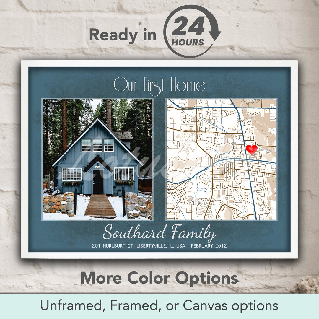 Our First Home City Map From Photo Custom Location Map Wall Art Print ...