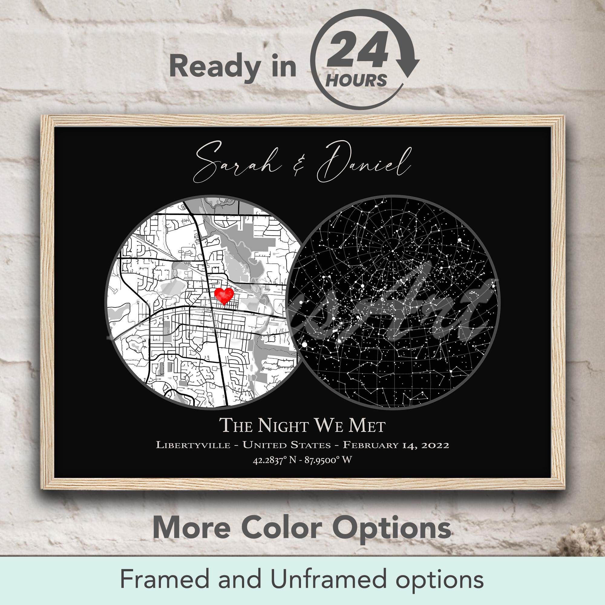 Custom Location Star Map Wall Art Print the Night We Met Personalized ...