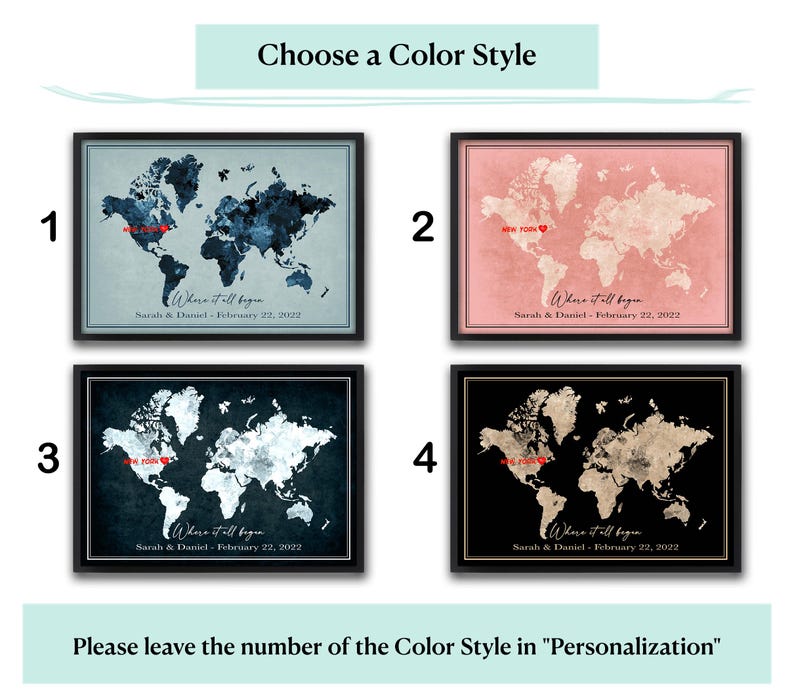 Custom World Map - Where It All Began - Anniversary Wedding Gift ...