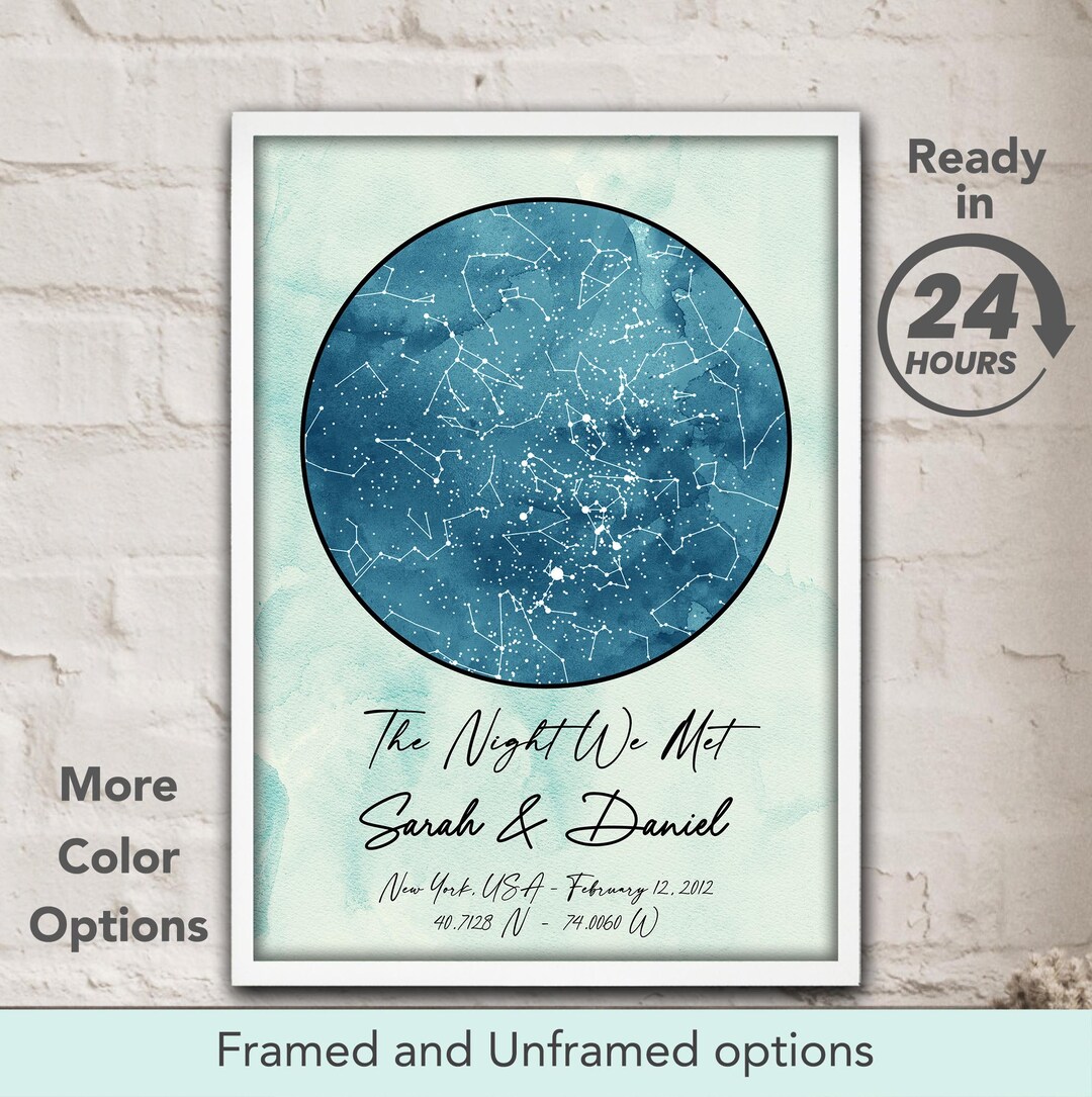The Night We Met Print: Star Map Personalized Wall Art Poster - Etsy