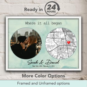 Personalized Where We Met Map Print, Anniversary Gift - Etsy