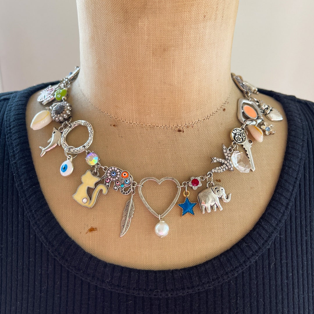 PARTY GIRL Upcycled Multi Charm Choker Necklace - Etsy
