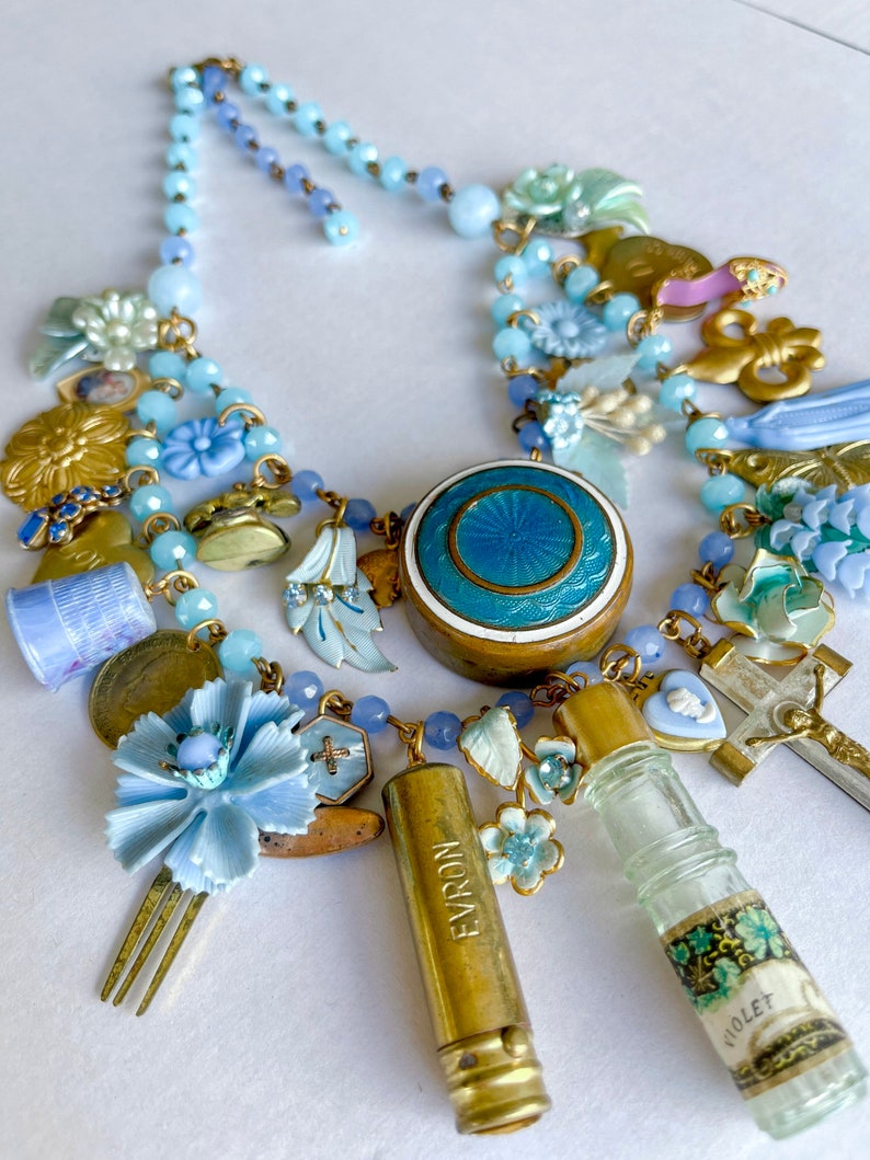 VIOLET Vintage and Antique Charm Statement Necklace Vintage Vanity ...