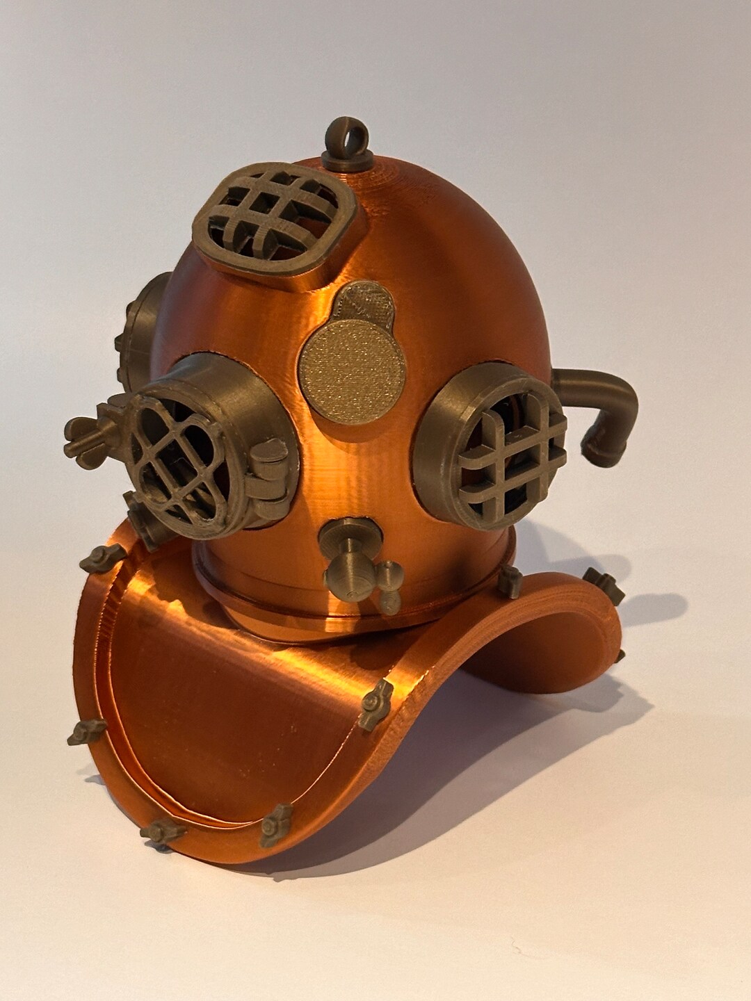 Vintage-style 3D Printed Copper Diving Helmet for Aquariums – Unique ...