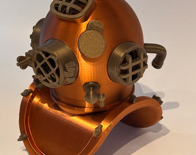 Vintage-style 3D Printed Copper Diving Helmet for Aquariums – Unique ...