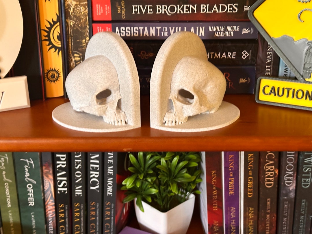 Pair of Skull Bookends, Heavy 3d Prints With Marble Look - Etsy