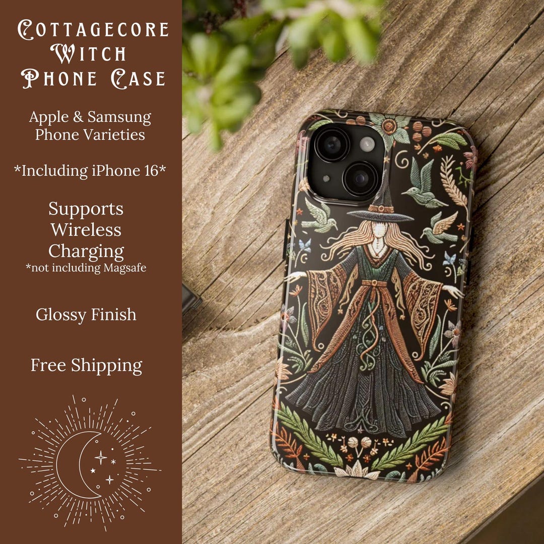 Witch Phone Case, Witch Cottagecore Boho Fairycore Floral Aesthetic ...