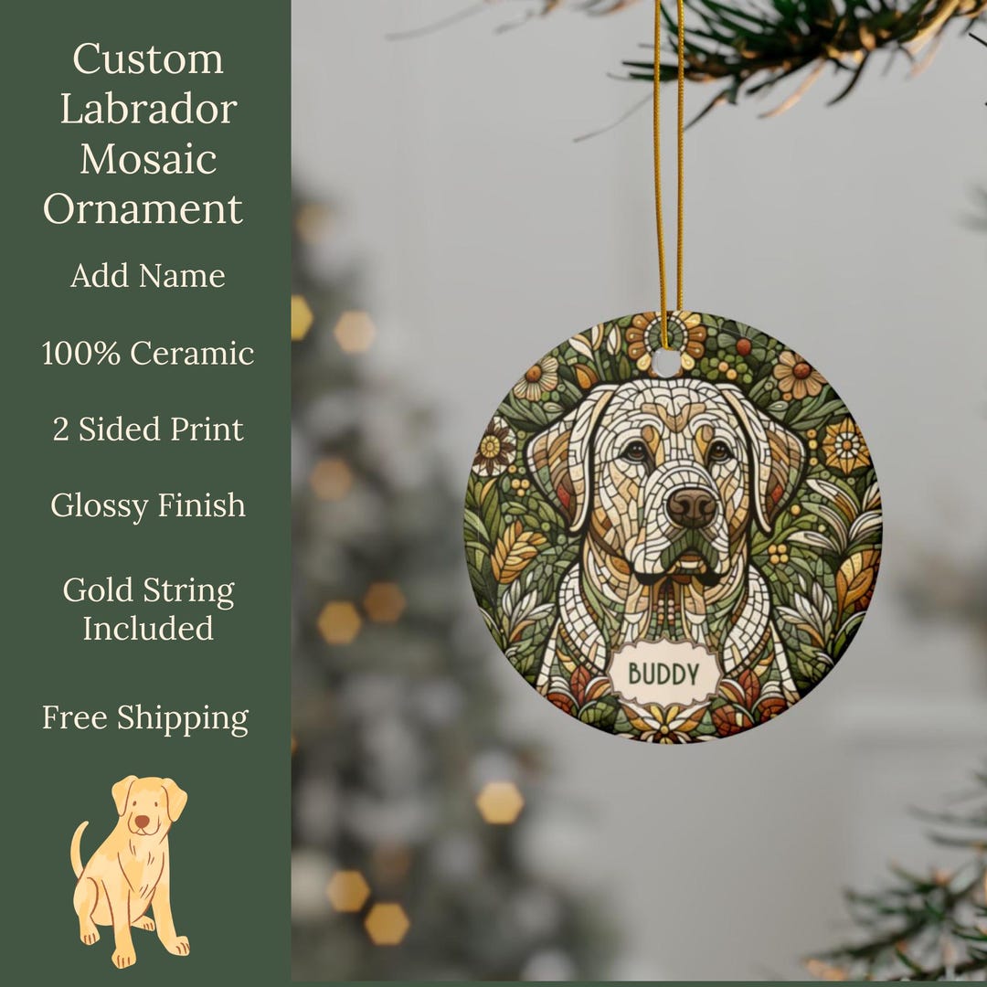 Custom Labrador Ornament, Yellow Labrador Christmas Ornament ...