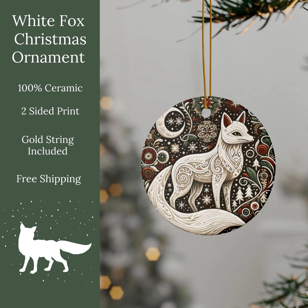White Fox Ornament, Fox Ornament, Fox Christmas Ornaments, Ceramic ...