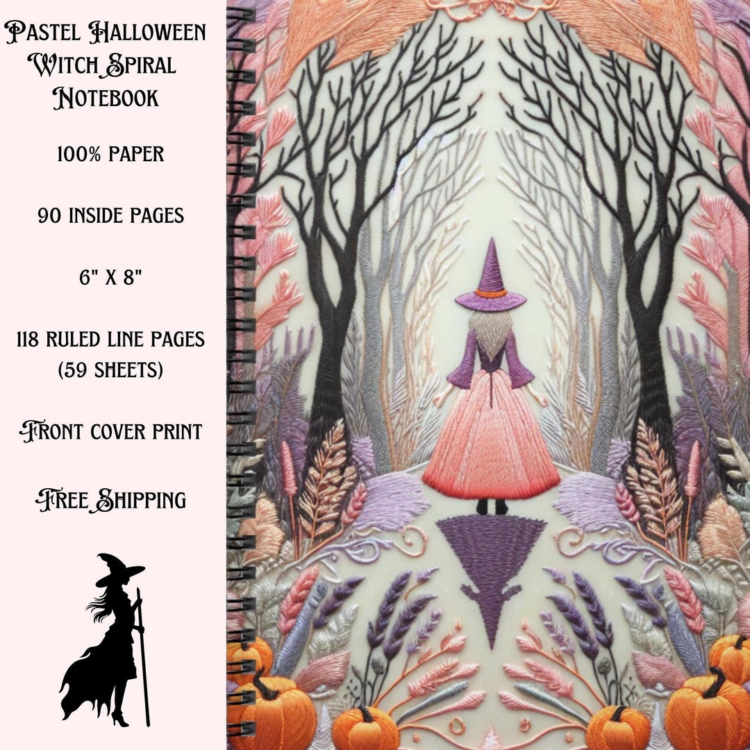Pastel Halloween Witch Notebook, Enchanted Forest Spiral Notebook ...