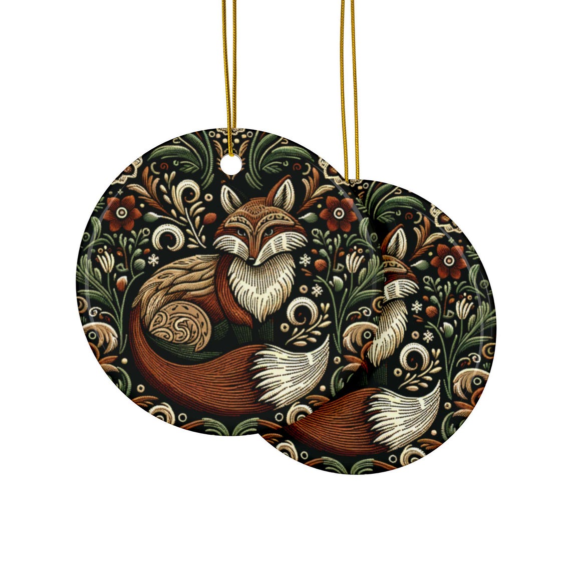 Fox Ornament, Fox Christmas Ornaments, Ceramic Christmas Ornament ...
