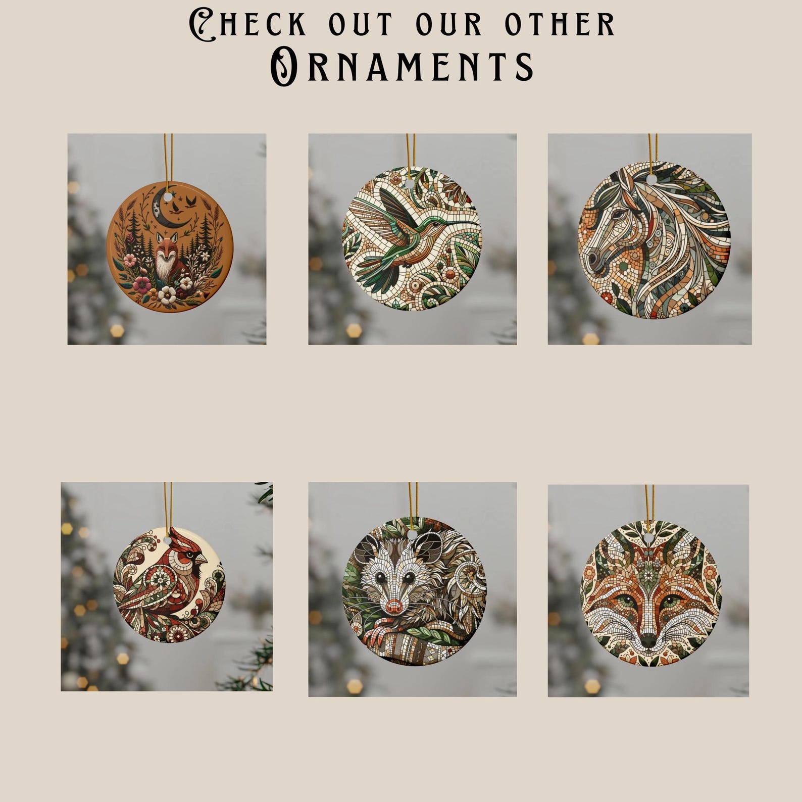 Fox Ornament, Fox Christmas Ornaments, Ceramic Christmas Ornament ...