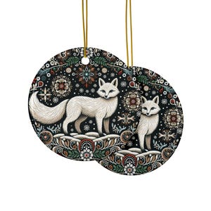 White Fox Ornament, Fox Ornament, Fox Christmas Ornaments, Ceramic ...