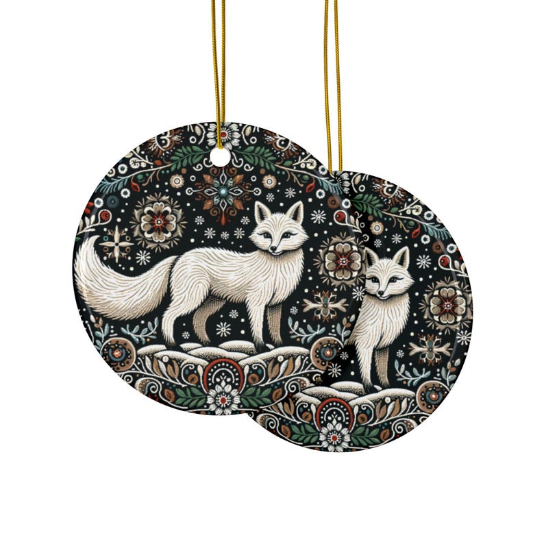 White Fox Ornament, Fox Ornament, Fox Christmas Ornaments, Ceramic ...