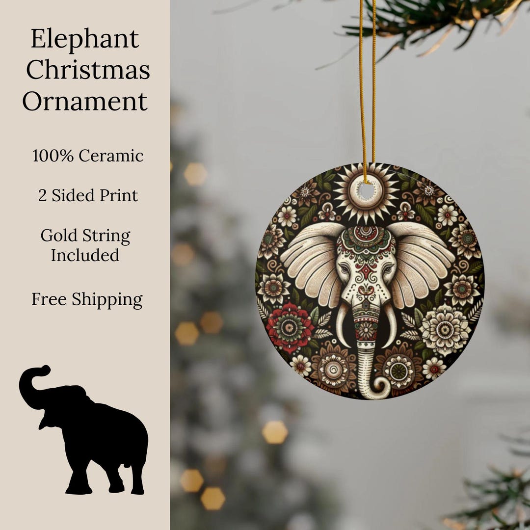 Elephant Ornament, Elephant Christmas Ornament, Elephant Gifts, Holiday ...