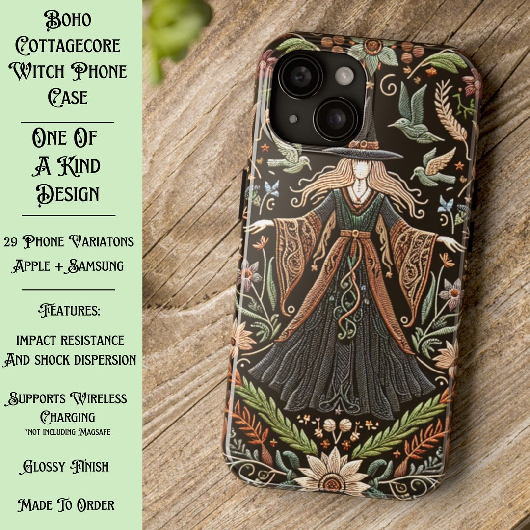 Witch Phone Case, Witch Cottagecore Fairycore Boho Floral Aesthetic ...