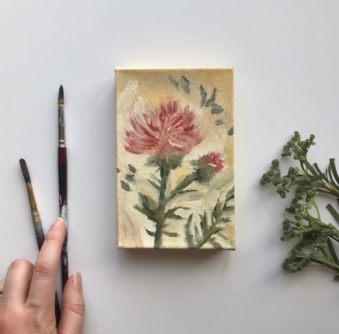 Wildflower Painting, Thistle Painting, Original Acrylic Painting - Etsy