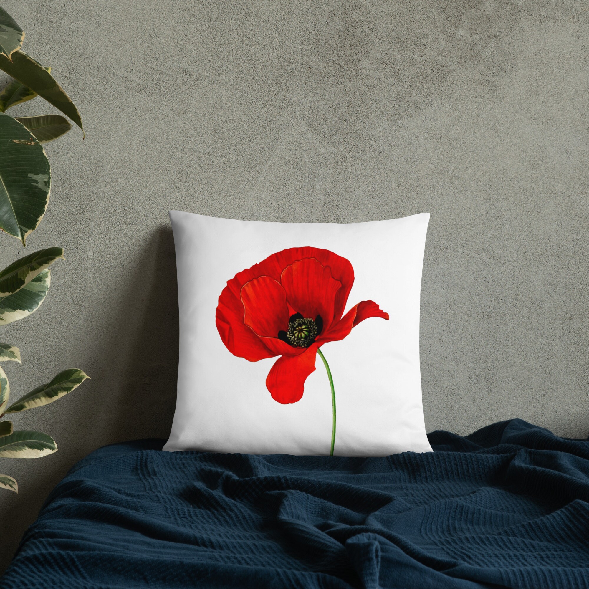 Red Poppy Scatter Cushion, Floral Throw Pillow, Square Indoor Cushion ...