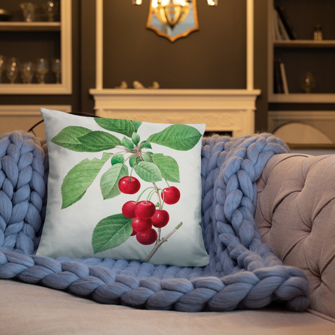 Pierre Re-doute Artist Scatter Cushion, Red Cherry Throw Pillow, Home ...