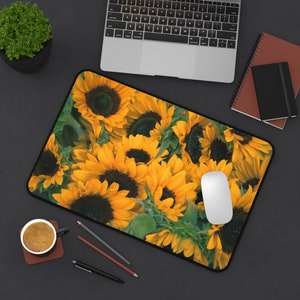 Sunflower Desk Mat - Vibrant Floral Laptop Pad, Home Office Decor, Gift ...