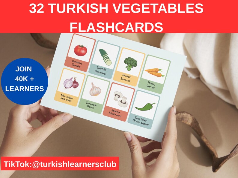 32 Turkish Vegetables Flashcards - Etsy