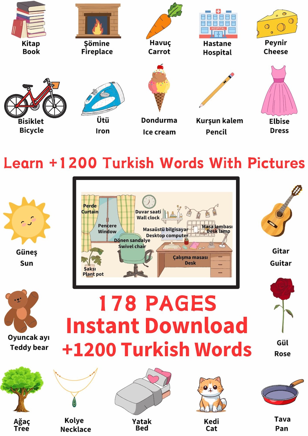 Learn Turkish With Pictures | 1200+ Vocabulary Words for Beginners ...