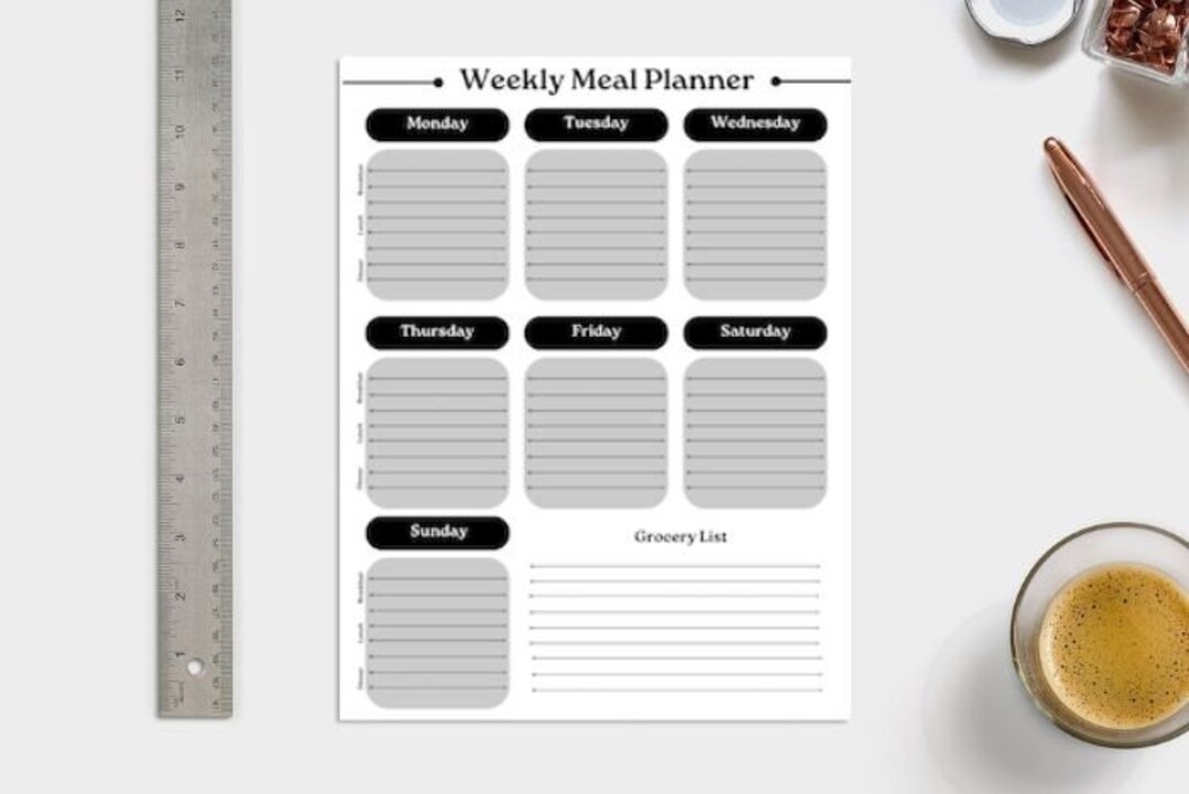 Black Printable Weekly Meal Planner Bundle of 3 - Etsy