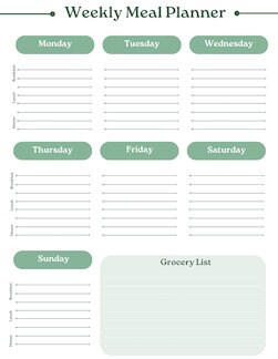 Green Printable Weekly Meal Planner Bundle of 3 - Etsy