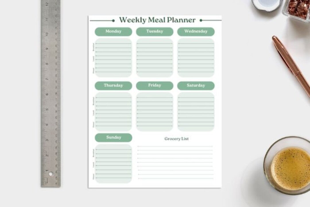 Green Printable Weekly Meal Planner Bundle of 3 - Etsy