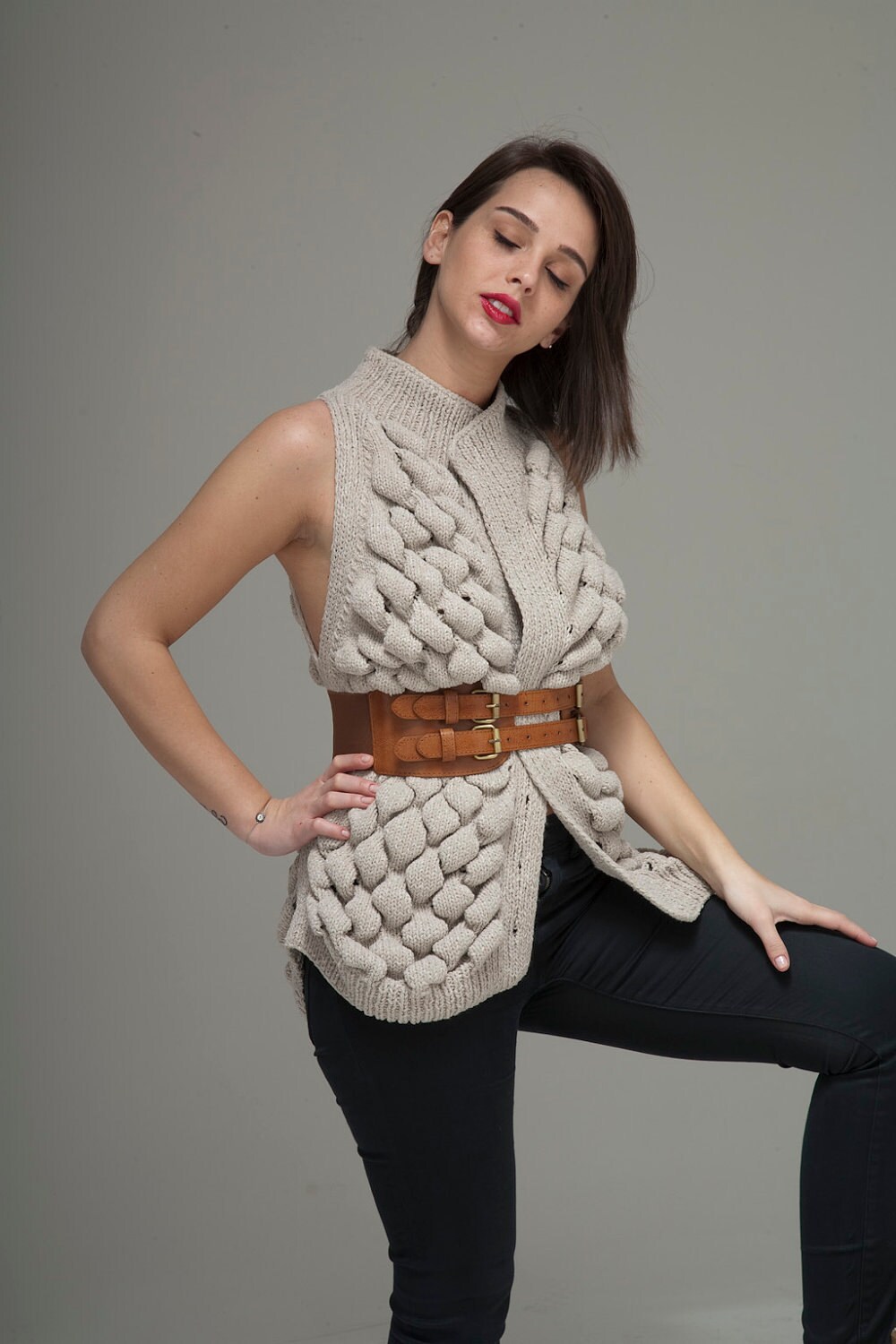 One of A Kind Hand Knitted Cotton Chenille Vest Authentic - Etsy