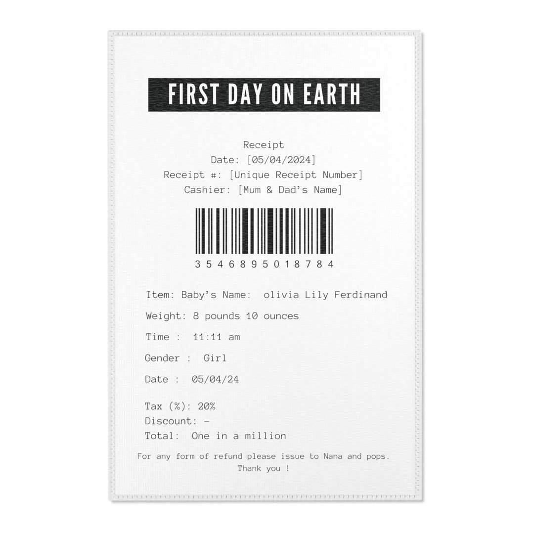 Custom Receipt Rug for New Born Babies Room Indoor Rug Quality Gift ...