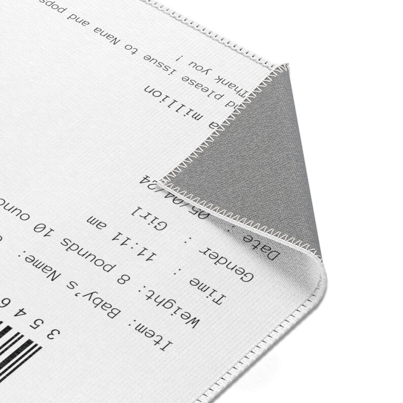 Custom Receipt Rug for New Born Babies Room Indoor Rug Quality Gift ...