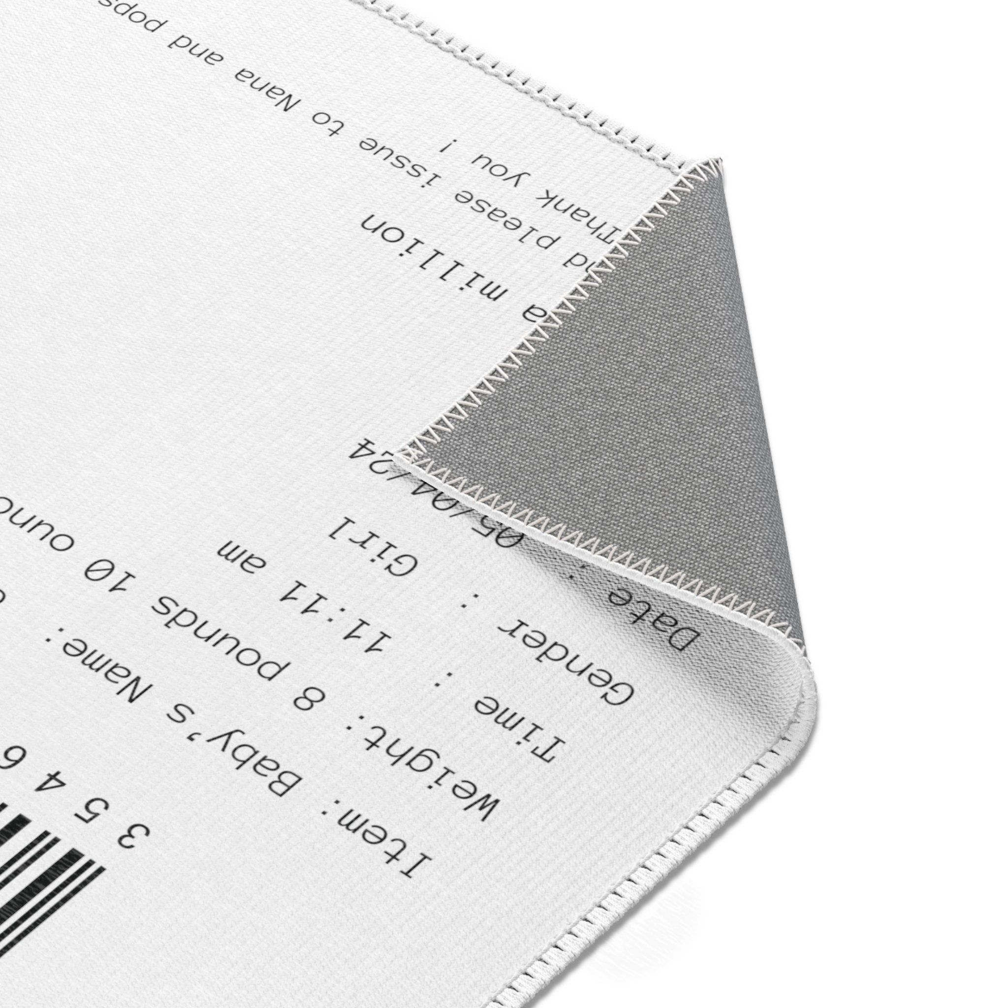 Custom Receipt Rug for New Born Babies Room Indoor Rug Quality Gift ...