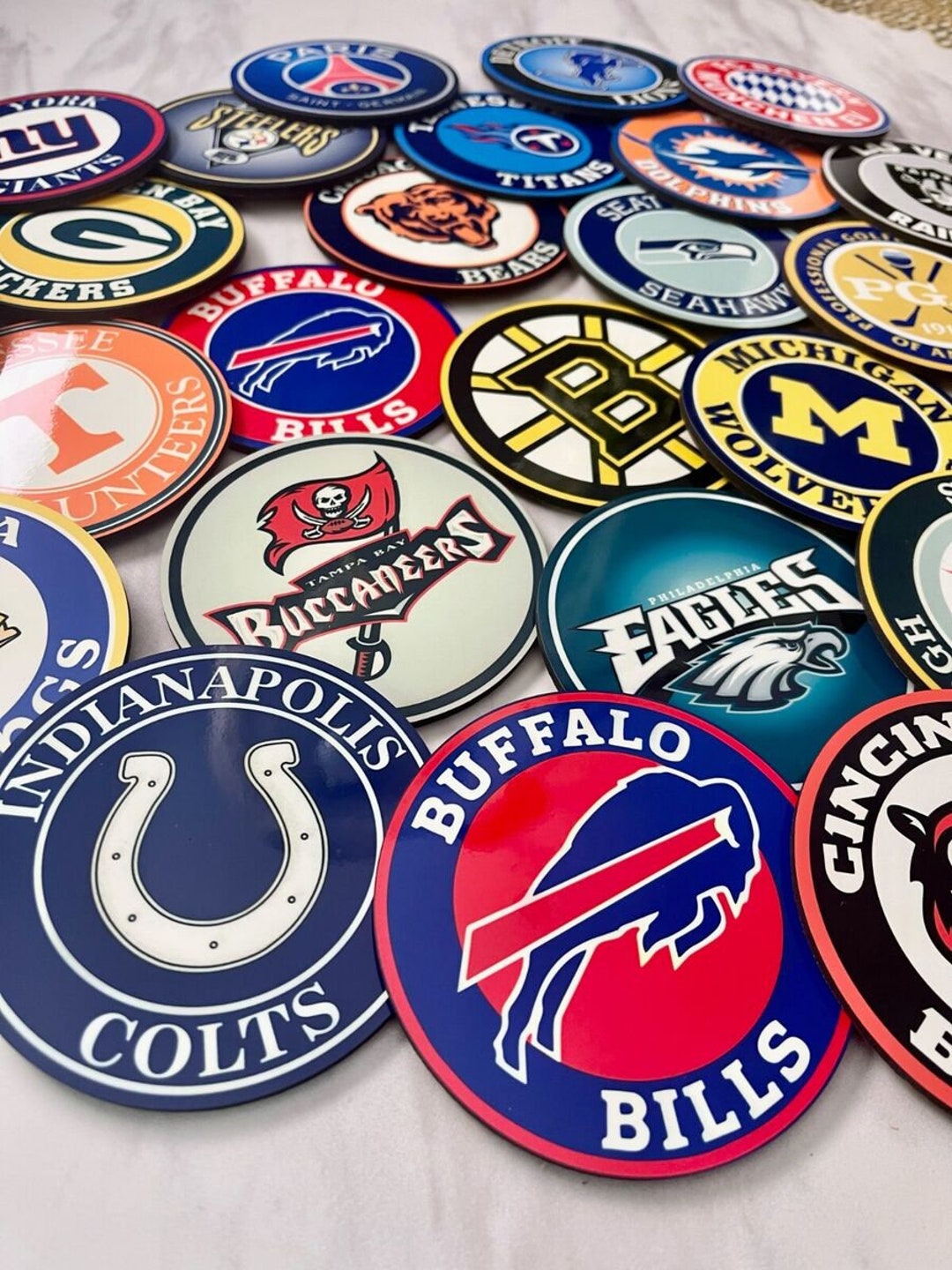Sports Team Logo Drink Coaster Set Qty of 4 NFL, NBA, MLB, Nhl, College ...